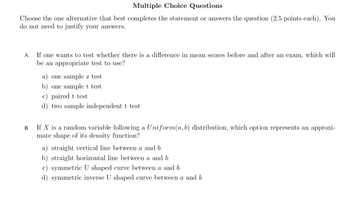 Solved Multiple Choice Questions Choose the one alternative | Chegg.com