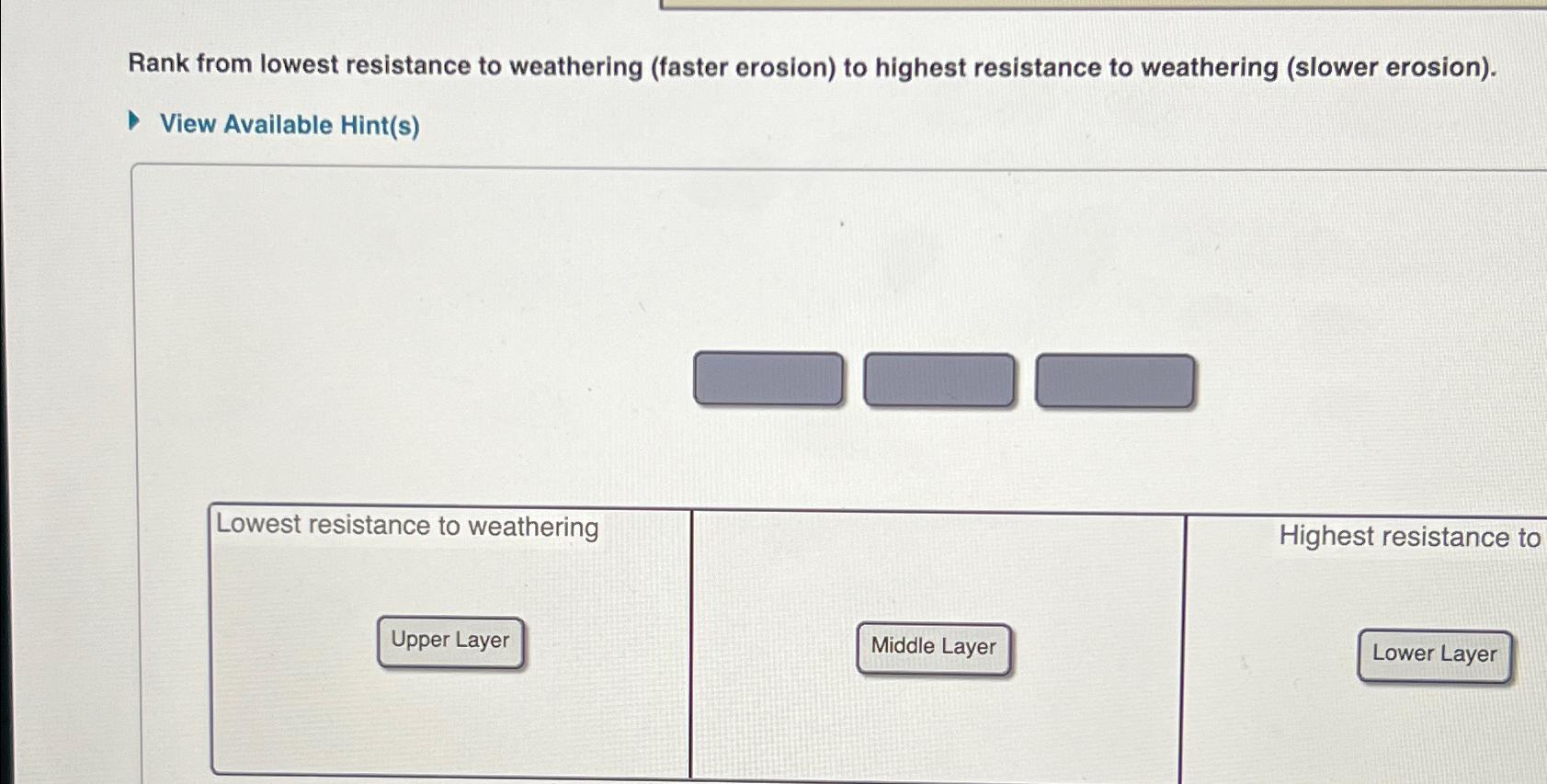Solved Rank from lowest resistance to weathering (faster | Chegg.com
