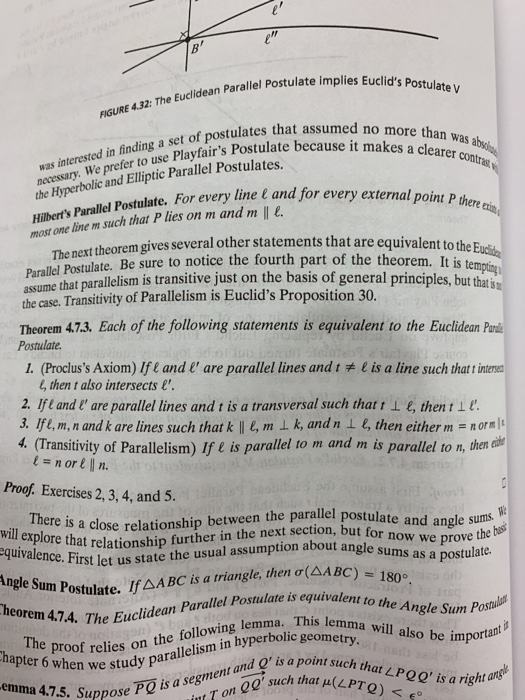 Solved prove that the euclidean parallel postulate is | Chegg.com