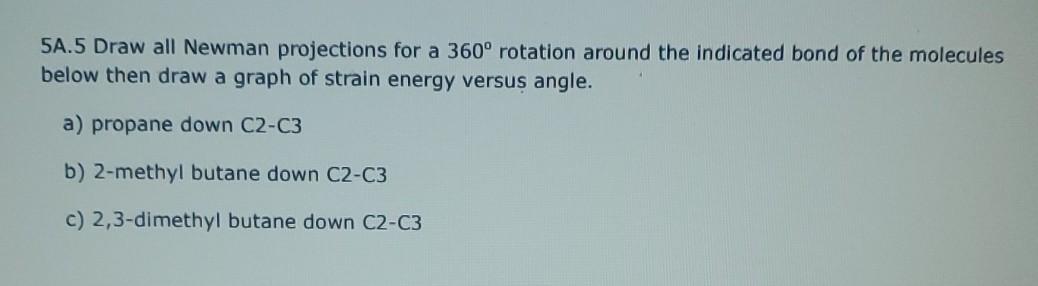 Solved 5A.5 Draw all Newman projections for a 360° rotation | Chegg.com
