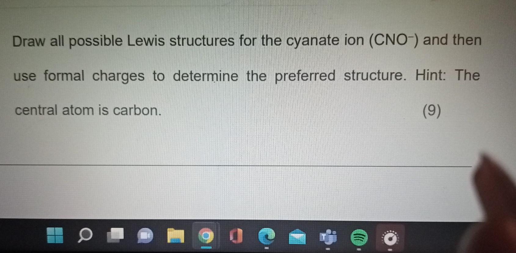 Solved Draw all possible Lewis structures for the cyanate | Chegg.com