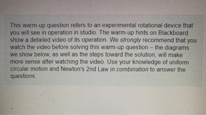 Solved This warm-up question refers to an experimental | Chegg.com