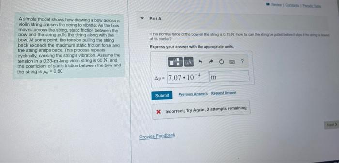 Solved A simple model shows how drawing a bow across a | Chegg.com