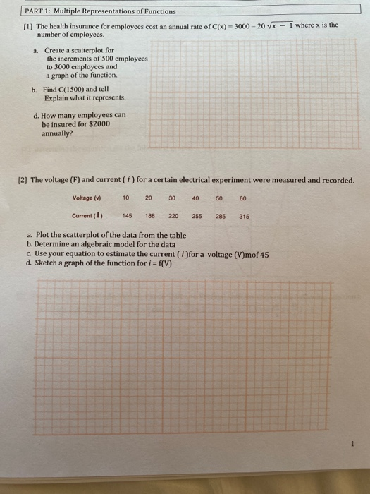Solved PART 1: Multiple Representations of Functions The | Chegg.com