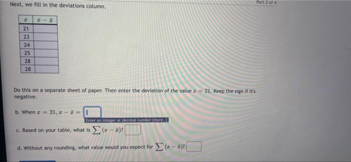 Solved Next, we fill in the deviations column. F 21 23 24 25 | Chegg.com