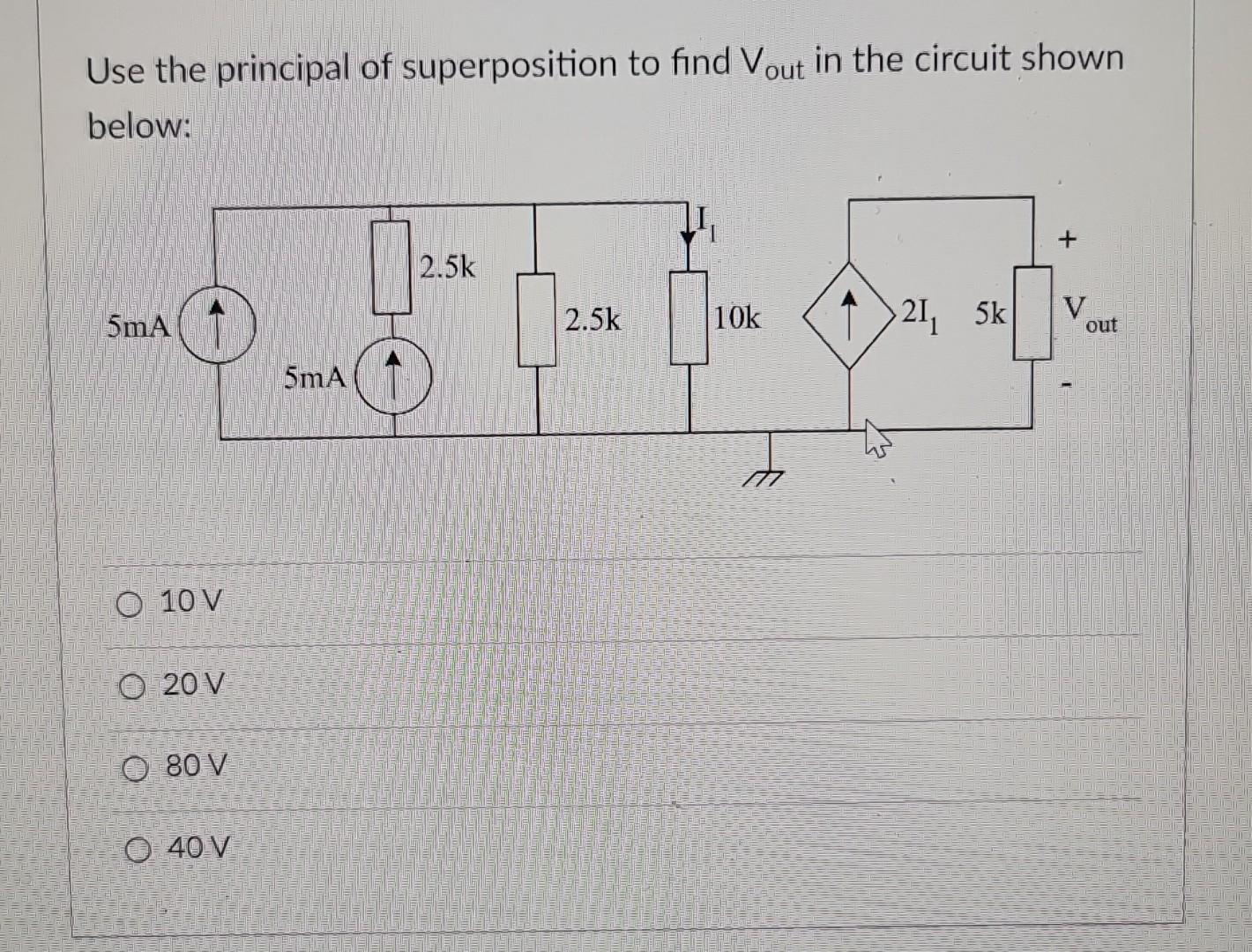Solved Use the principal of superposition to find Vout in | Chegg.com