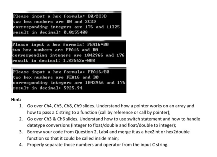 Solved Question 1. Hex Calculator (40 points) Write your | Chegg.com