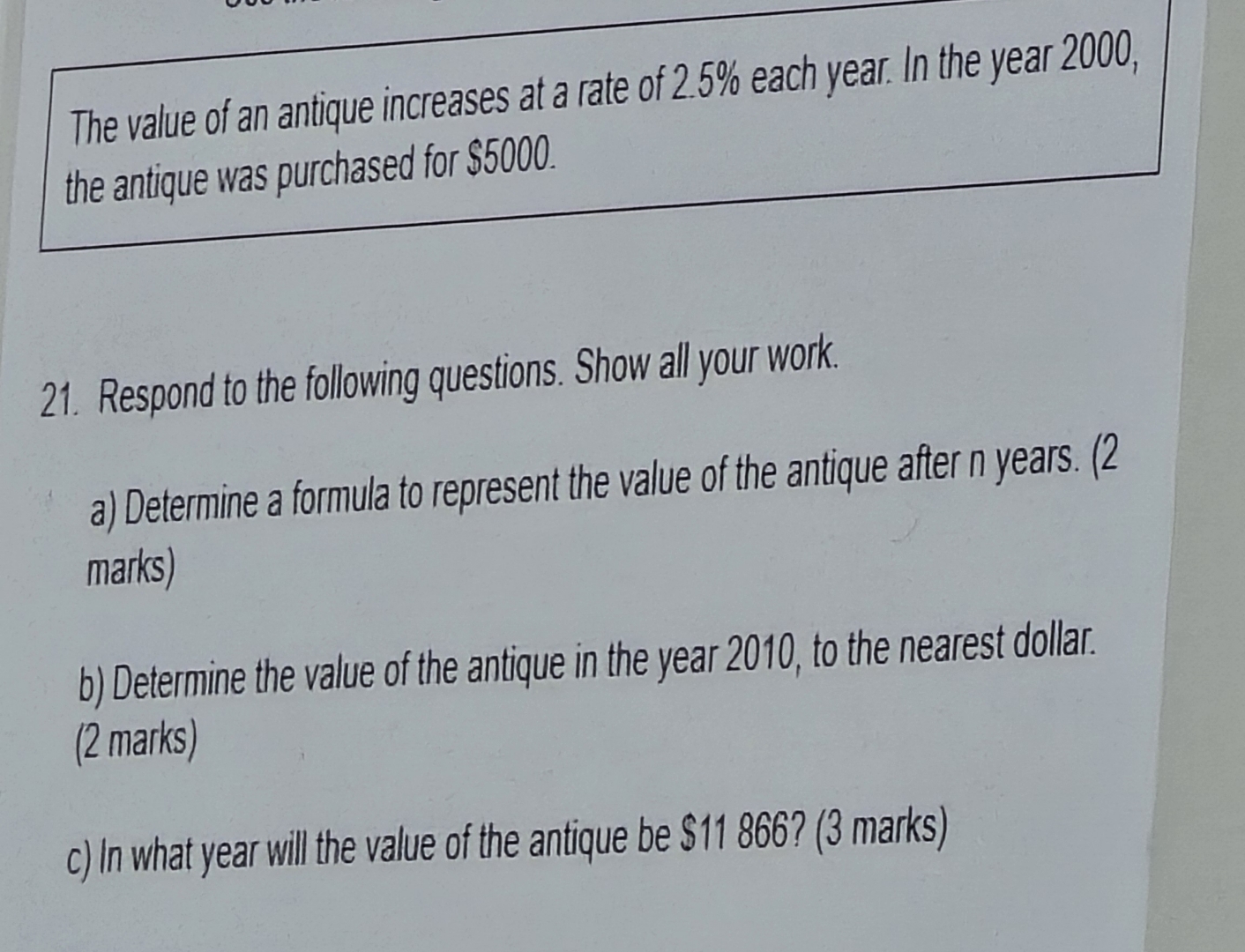 Solved The value of an antique increases at a rate of 2.5% | Chegg.com