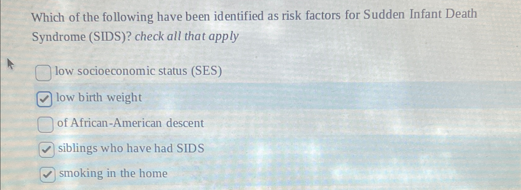Solved Which of the following have been identified as risk | Chegg.com