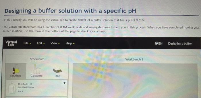 Designing a buffer solution with a specific pH In | Chegg.com