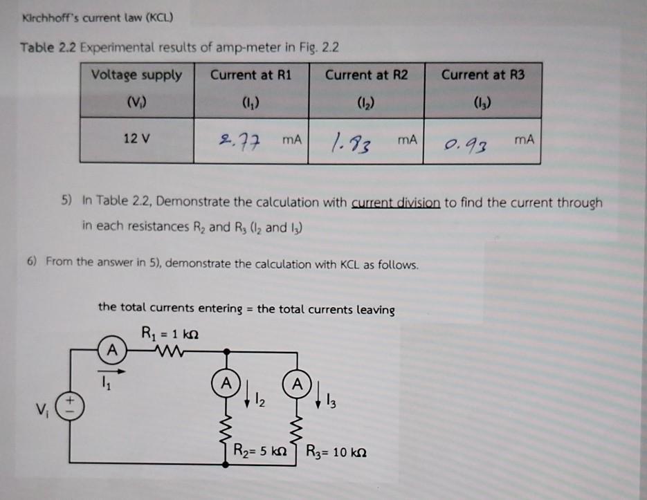 Solved Table 2.2 Experimental results of amp-meter in Fig. | Chegg.com
