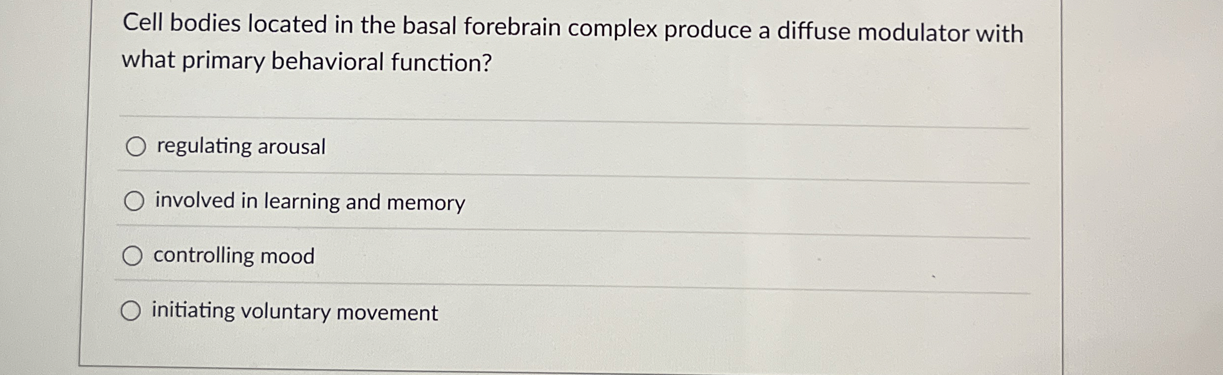 Solved Cell bodies located in the basal forebrain complex | Chegg.com