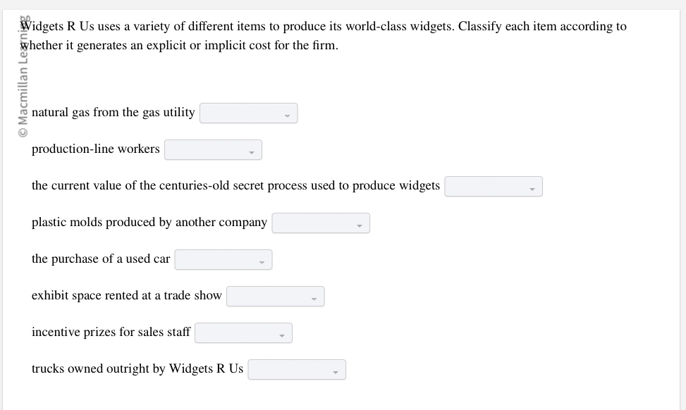 Solved Widgets R Us uses a variety of different items to | Chegg.com Solved Widgets R Us uses a variety of different items to | Chegg.com