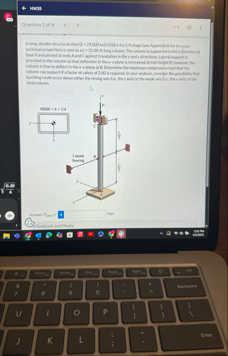 HW35Question 2 ﻿of 4./1A long, slender structural | Chegg.com