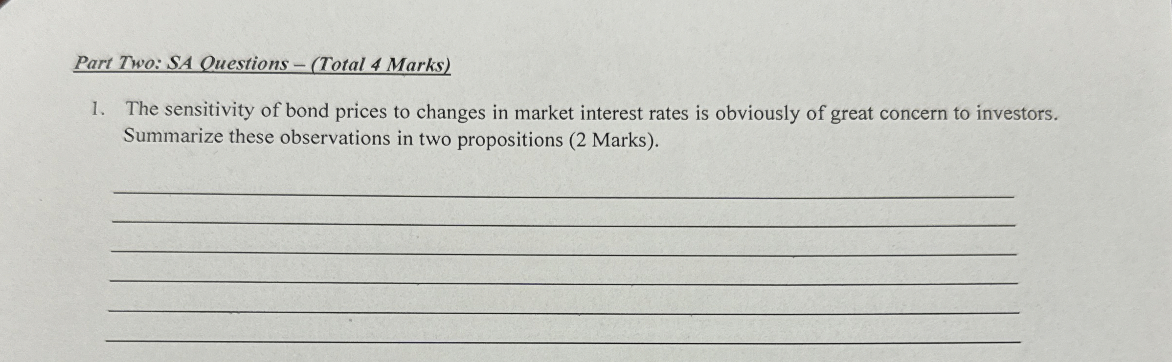 Solved Part Two: SA Questions - (Total 4 ﻿Marks)The | Chegg.com
