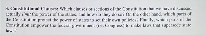 Solved 3. Constitutional Clauses: Which clauses or sections | Chegg.com