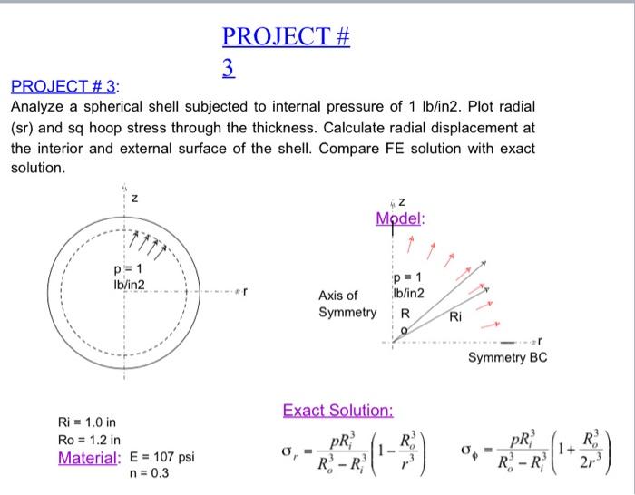 Solved PROJECT # 3 PROJECT # 3: Analyze a spherical shell | Chegg.com