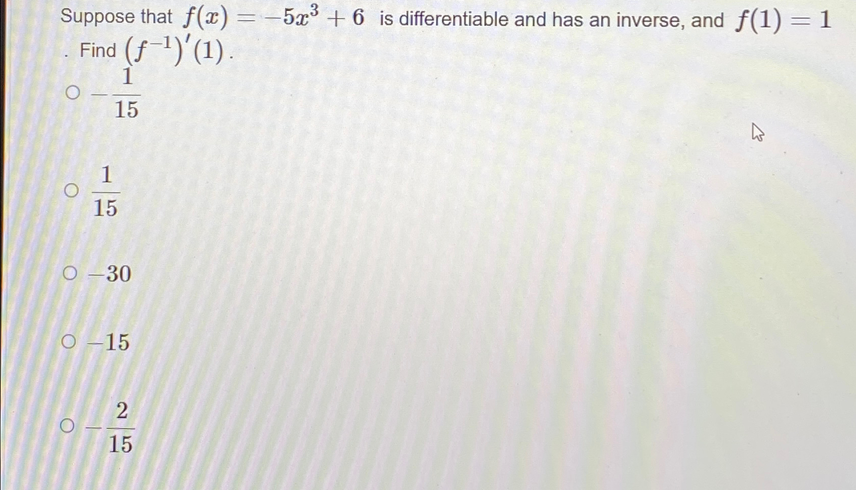 Suppose that f(x)=-5x3+6 ﻿is differentiable and has | Chegg.com