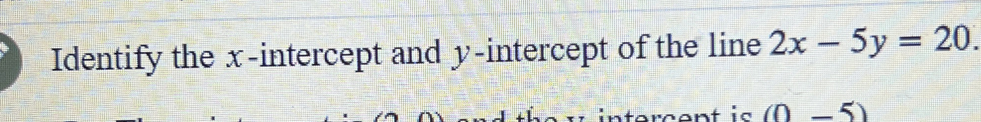 Solved Identify the x-intercept and y-intercept of the line | Chegg.com