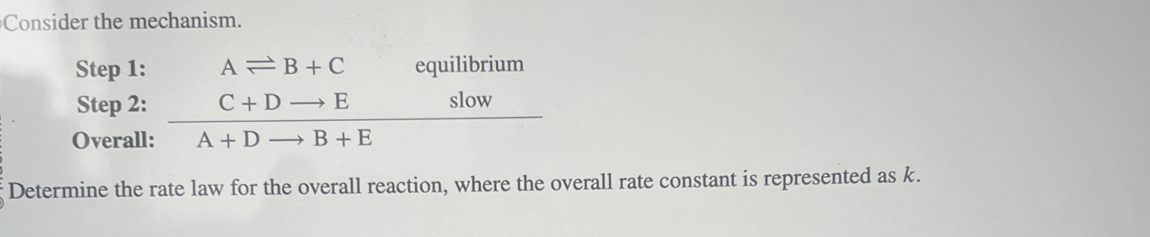 Solved Consider the mechanism.Step 1: ,A⇌B+C, | Chegg.com