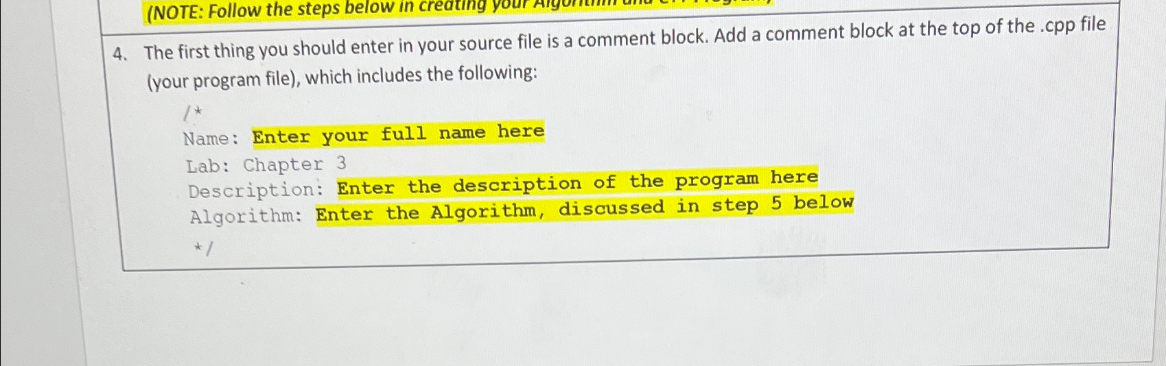 Solved The first thing you should enter in your source file | Chegg.com