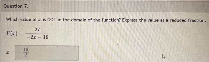 Solved Which value of x is NOT in the domain of the | Chegg.com