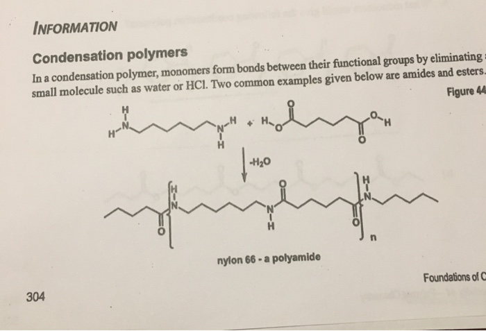 Solved INFORMATION Condensation polymers In a condensation | Chegg.com
