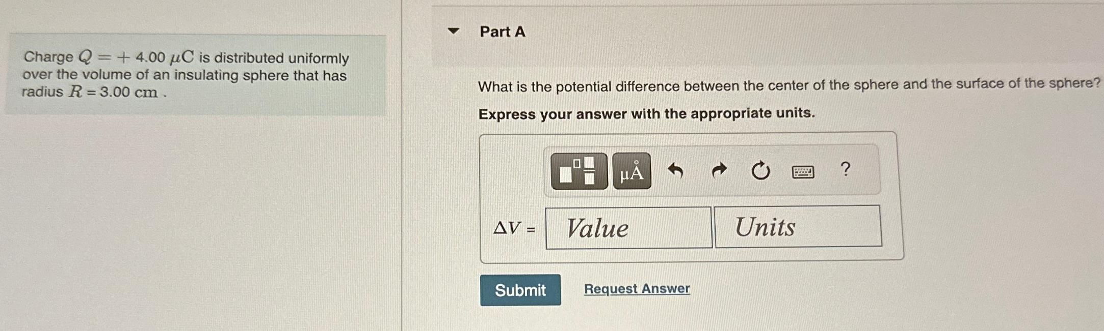 Solved Part ACharge Q=+4.00μC ﻿is distributed uniformly over | Chegg.com
