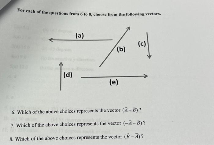Solved Questions 6 to 8 pertain to the vectors A and B shown | Chegg.com