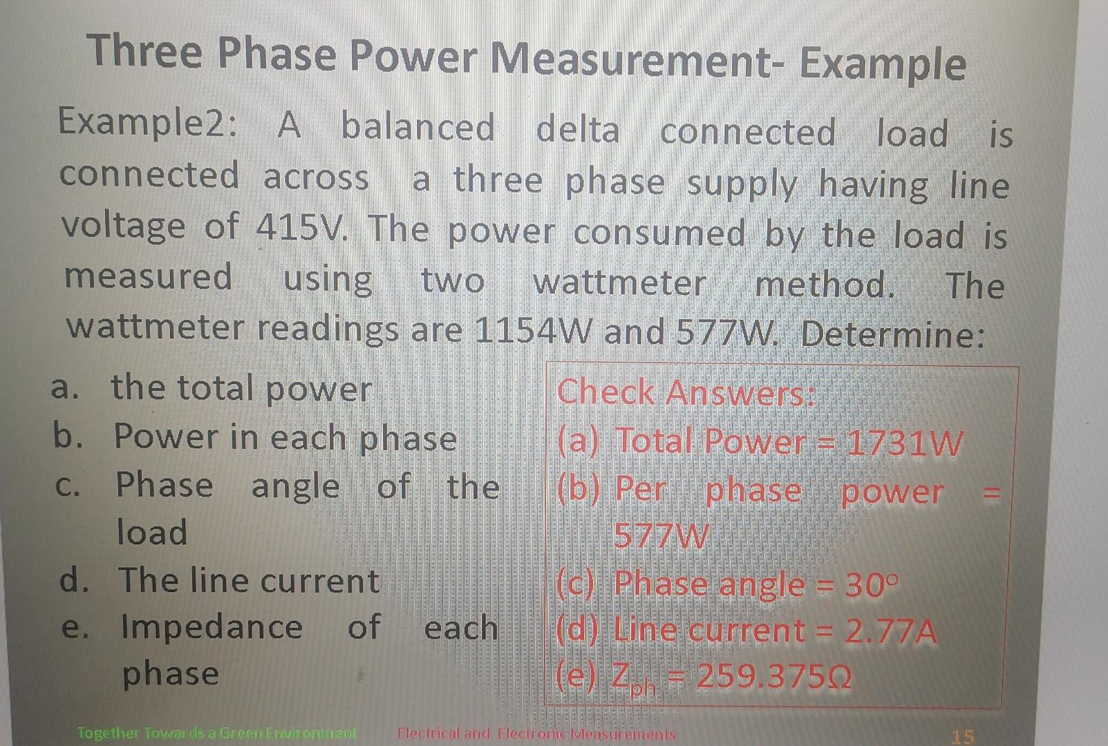 Solved Three Phase Power Measurement- Example Example2: A | Chegg.com