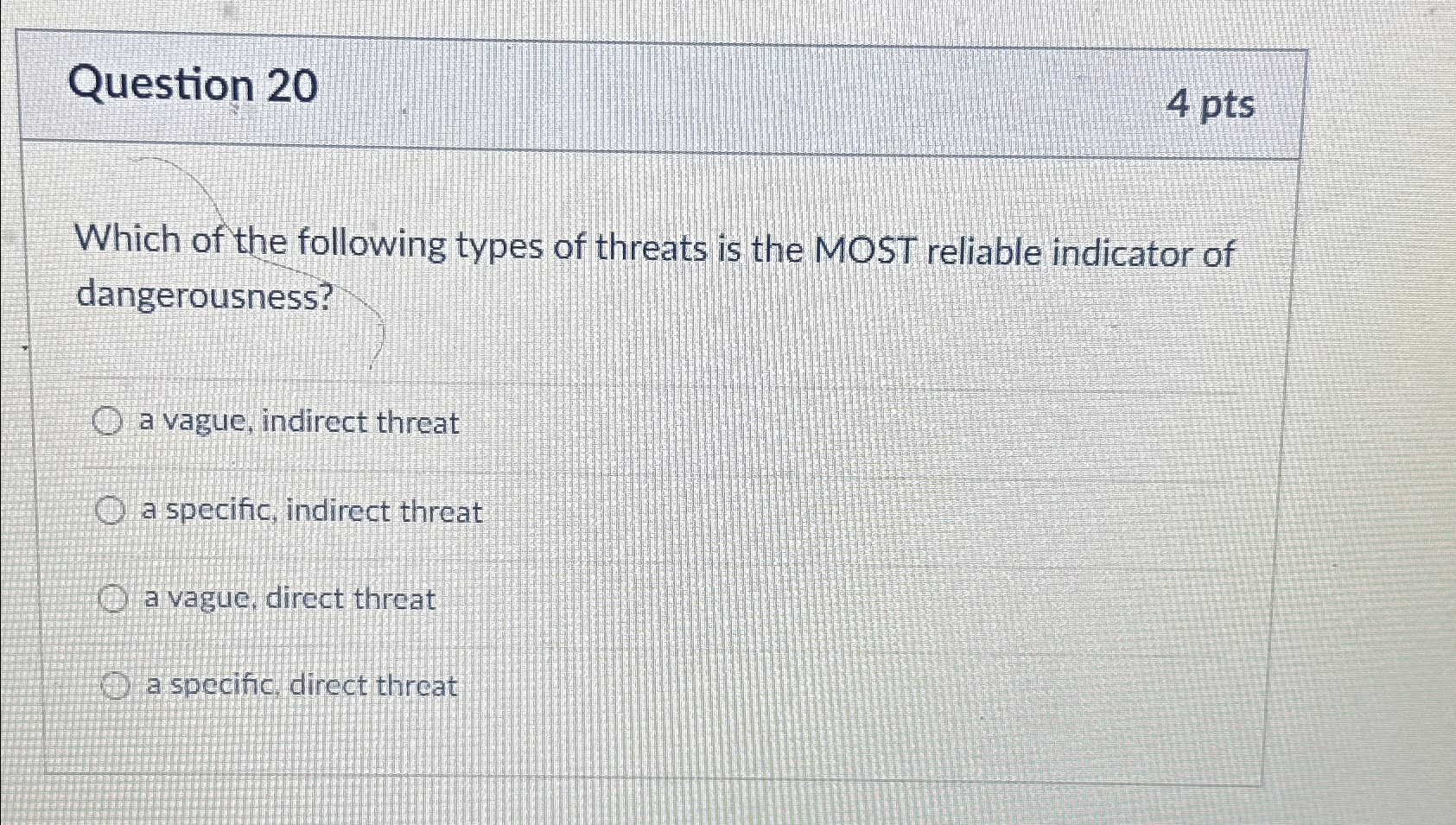 Solved Question 204ptsWhich of the following types of | Chegg.com