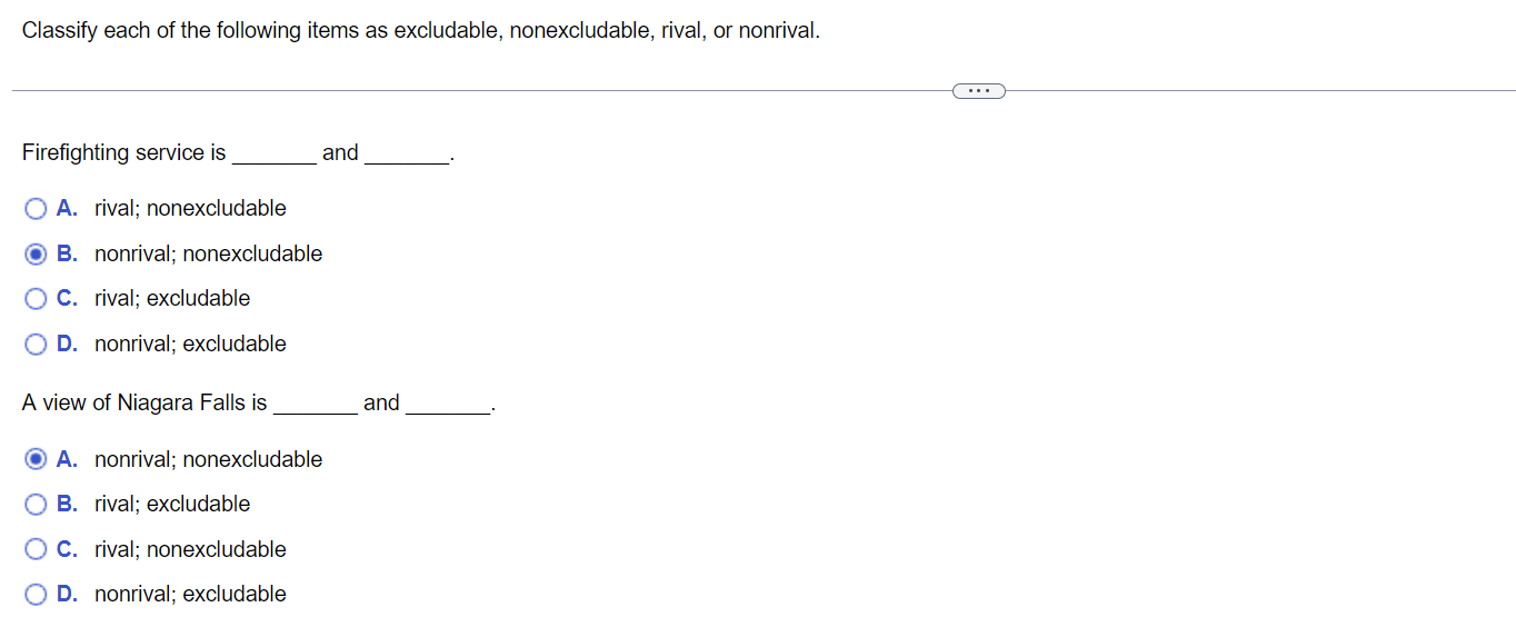 Solved Classify each of the following items as excludable, | Chegg.com