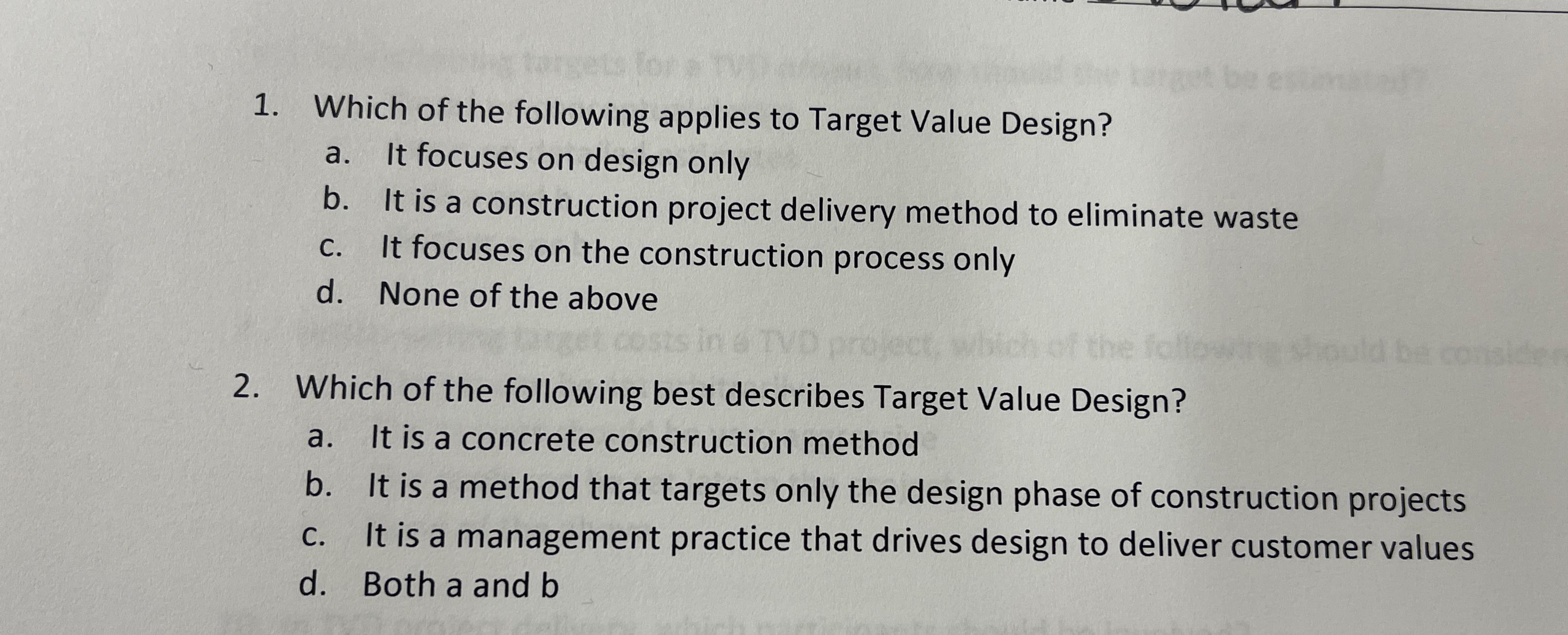 Solved Which of the following applies to Target Value | Chegg.com
