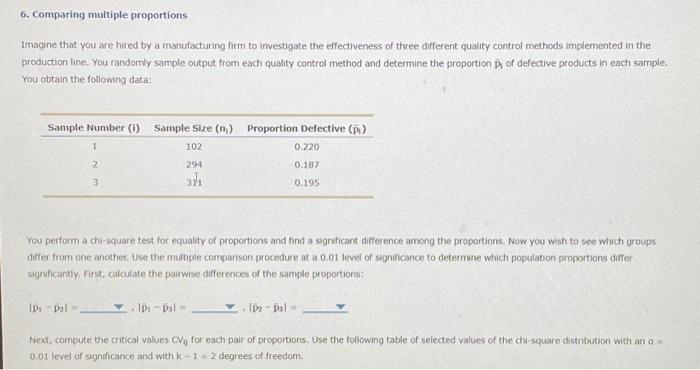 Solved 6. Comparing multiple proportions Imagine that you | Chegg.com