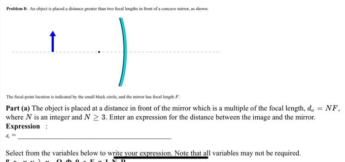 Part (a) The object is placed at a distance in front | Chegg.com