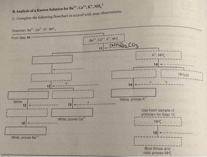 Solved B. Analysis of a Known Solution for Ba2+,Ca2+,K+,NH4+ | Chegg.com