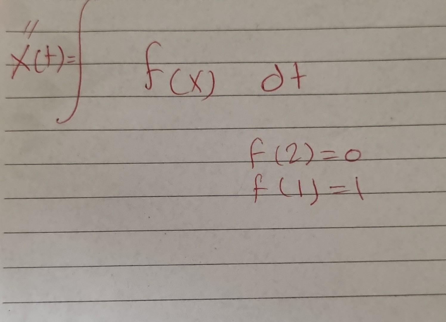 Solved f(x)dtf(2)=0f(1)=1 | Chegg.com