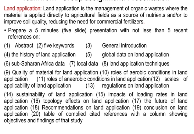 Solved Land application: Land application is the management | Chegg.com