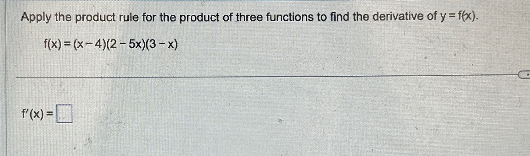 Solved Apply the product rule for the product of three | Chegg.com