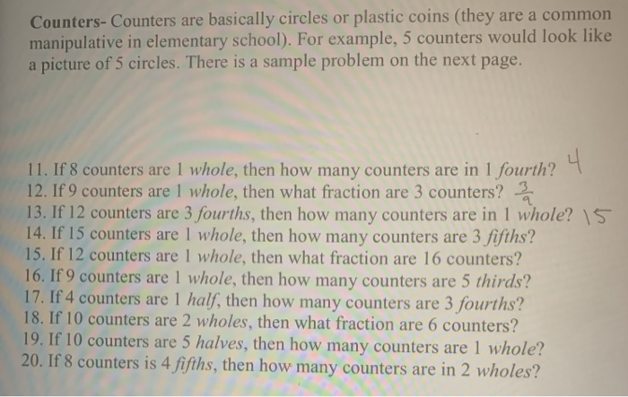 Solved Counters- Counters are basically circles or plastic | Chegg.com
