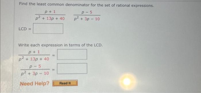 Solved Find The Least Common Denominator For The Set Of