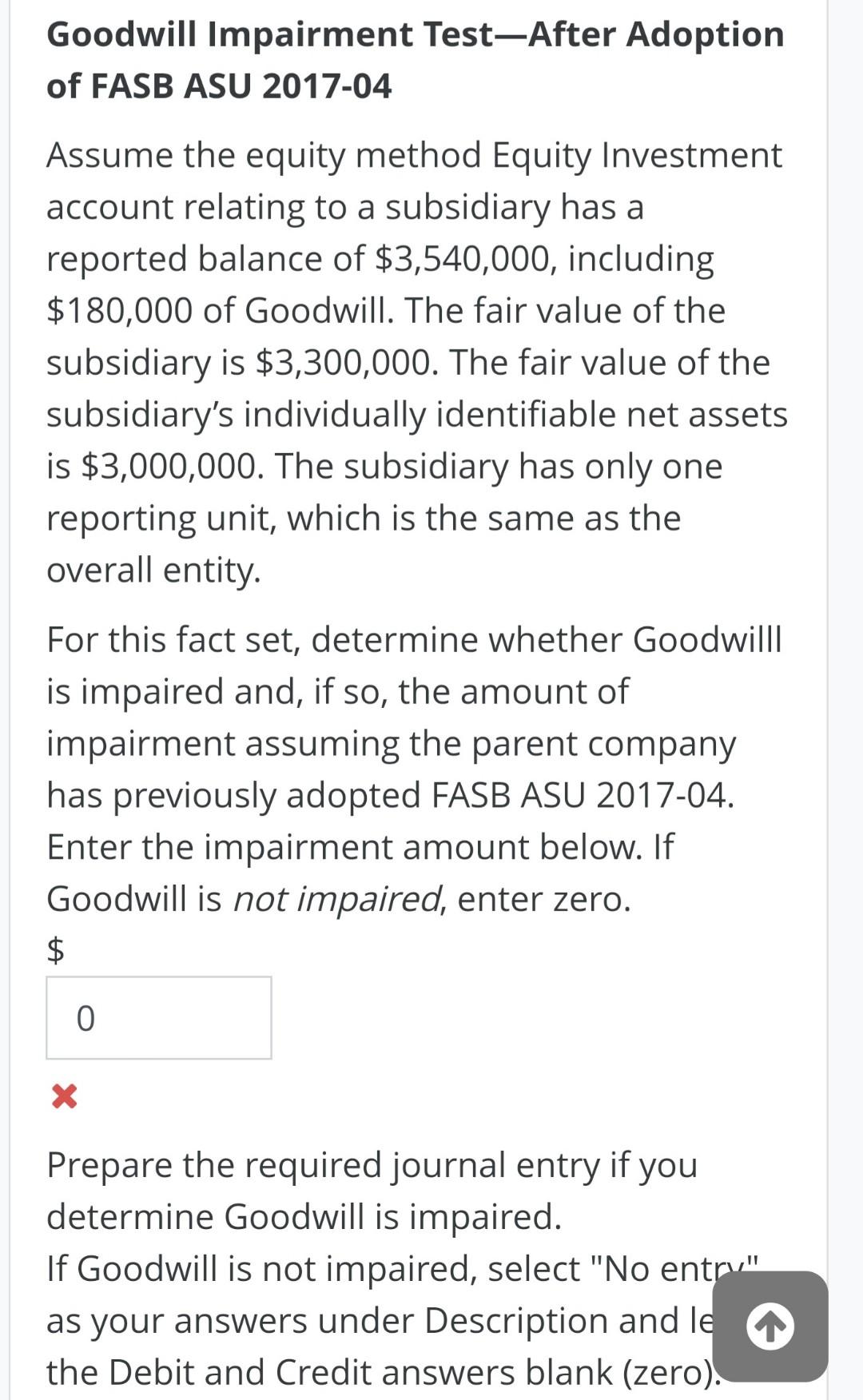 Solved Goodwill Impairment Test-After Adoption of FASB ASU | Chegg.com