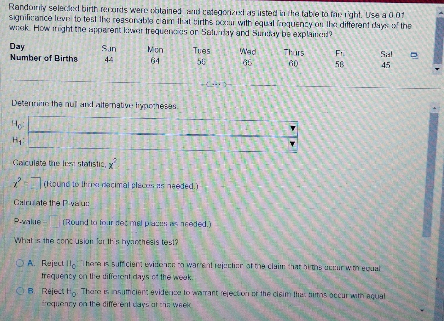 Solved Randomly selected birth records were obtained, and | Chegg.com