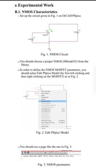 B. Experimental Work B.1. NMOS Characteristics 1. Set | Chegg.com