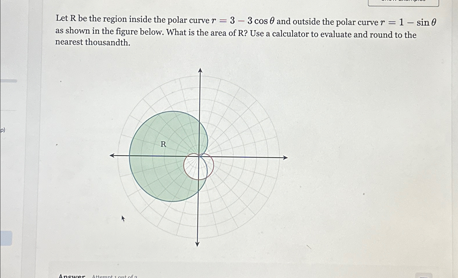 Solved Let R ﻿be the region inside the polar curve r=3-3cosθ | Chegg.com
