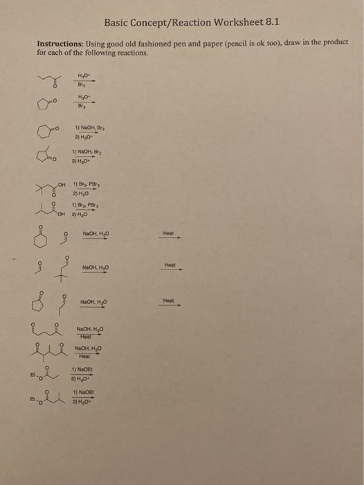 Solved Basic Concept/Reaction Worksheet 8.1 Instructions: | Chegg.com