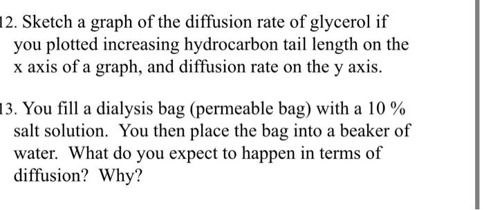 Solved Sketch A Graph Of The Diffusion Rate Of Glycerol If