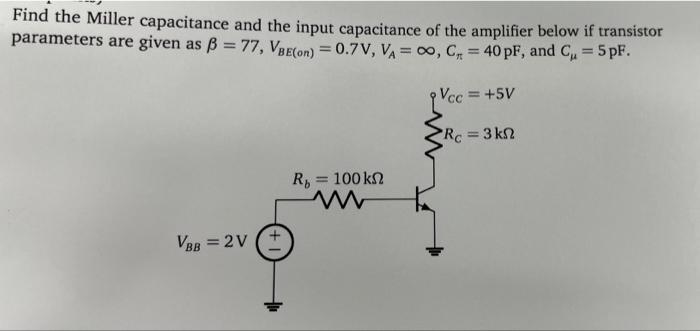 Solved Find the Miller capacitance and the input capacitance | Chegg.com
