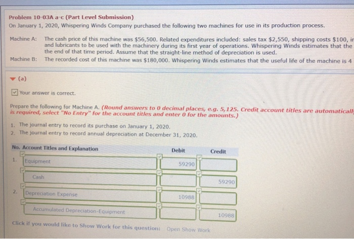 Solved Problem 10-03A a'c (Part Level Submission) On January | Chegg.com