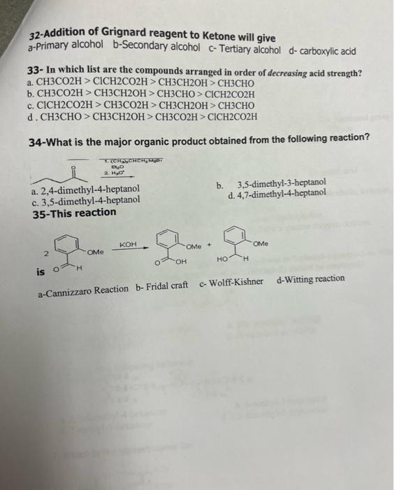 Solved 33- In which list are the compounds arranged in order | Chegg.com